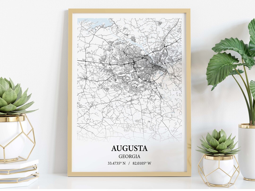 Augusta Georgia City Map Poster Print Canvas , Augusta City Road Map ...