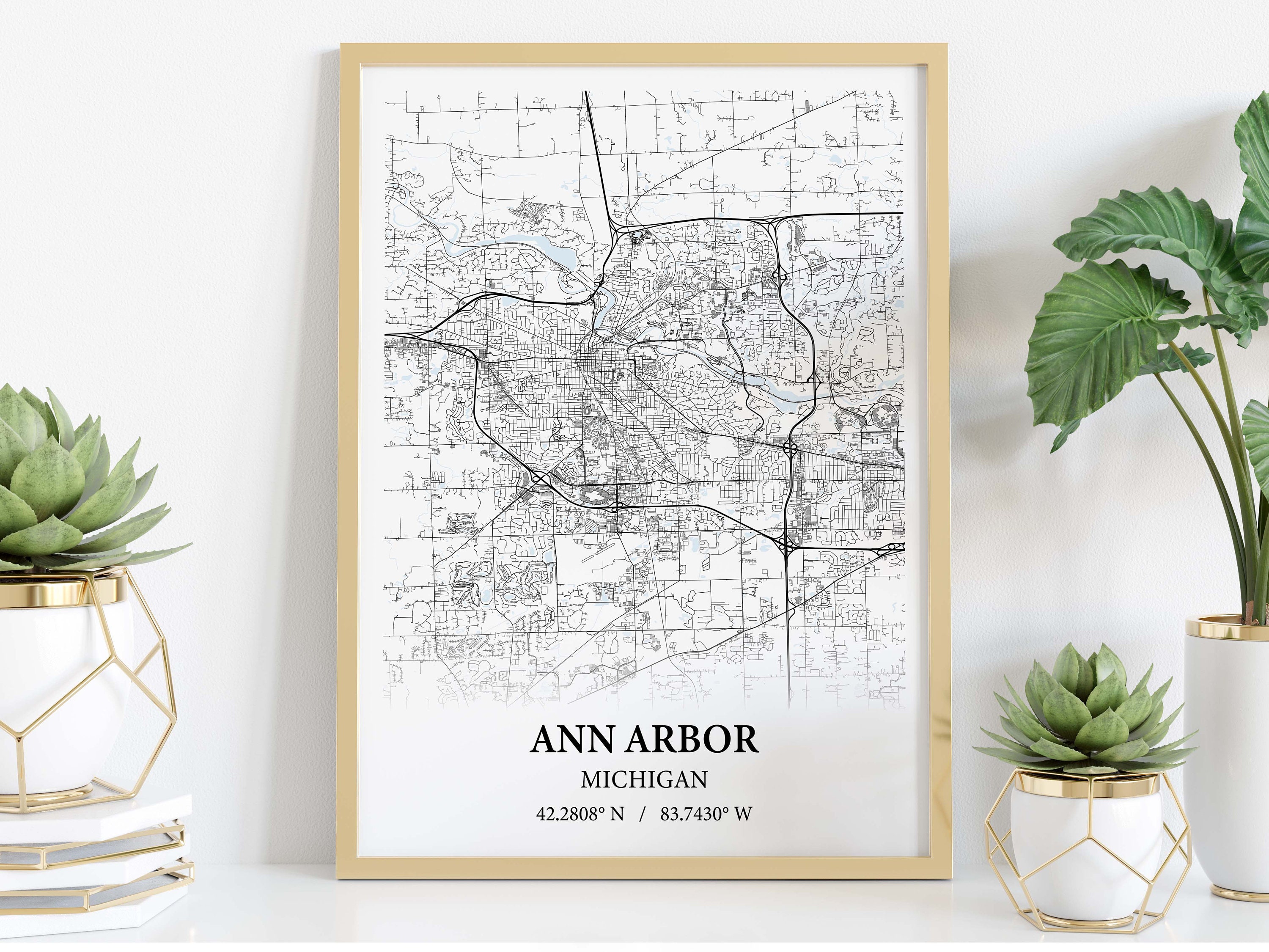 Ann Arbor Michigan City Map Poster Print Canvas Ann Arbor - Etsy