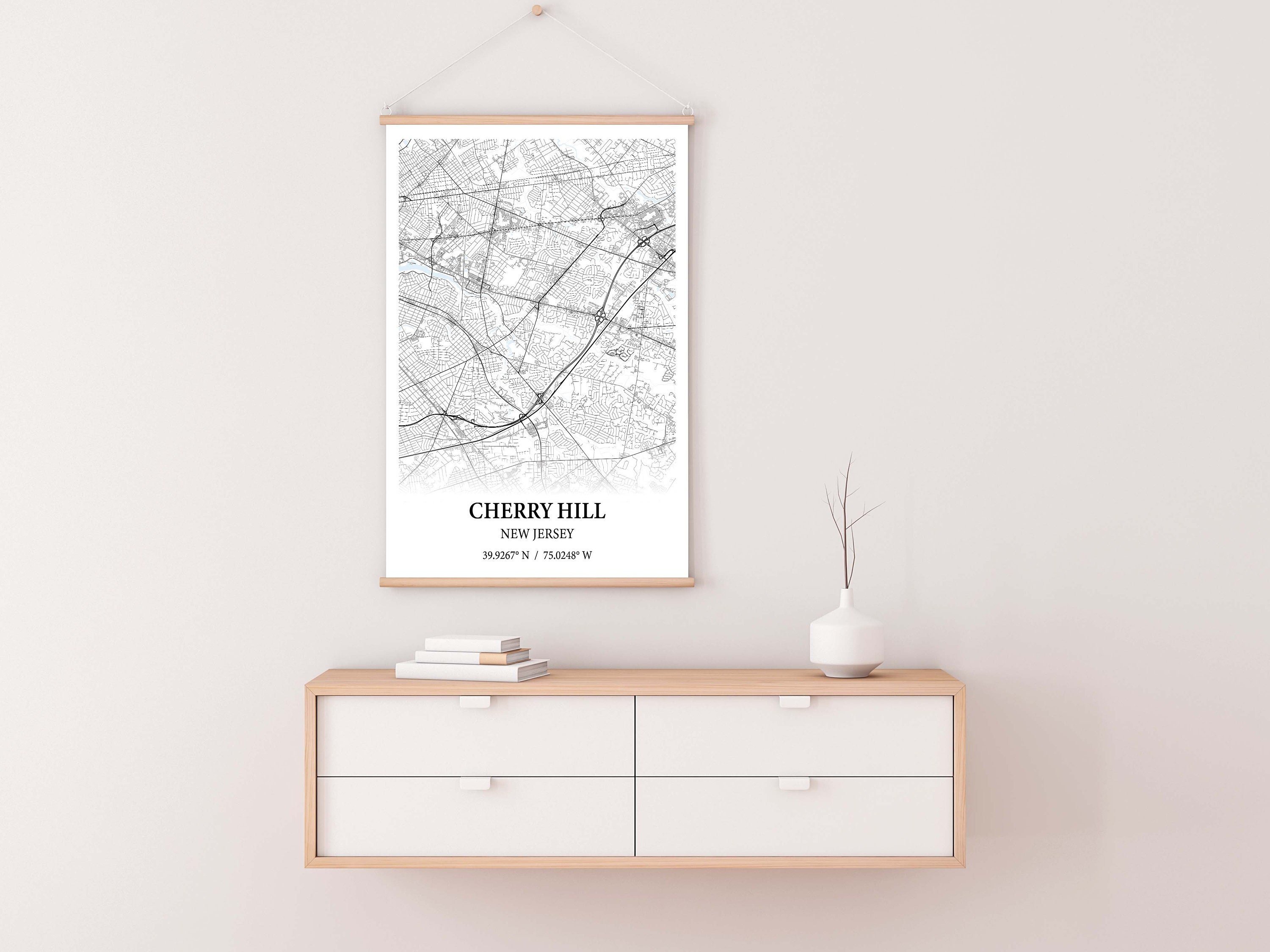 Cherry Hill New Jersey City Map Poster Print Canvas , Cherry Hill City ...