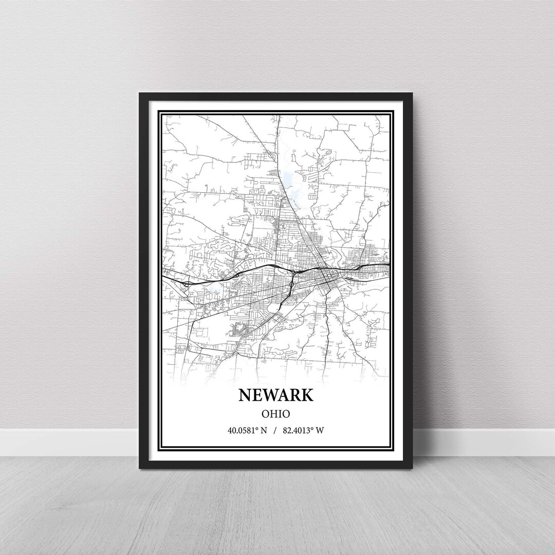 Newark, Ohio Map Poster – Street & Road Map in Gray Vintage, Modern ...