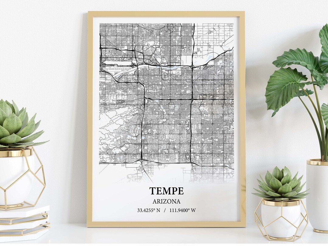 Tempe Arizona City Map Poster Print Canvas , Tempe City Road Map Poster ...