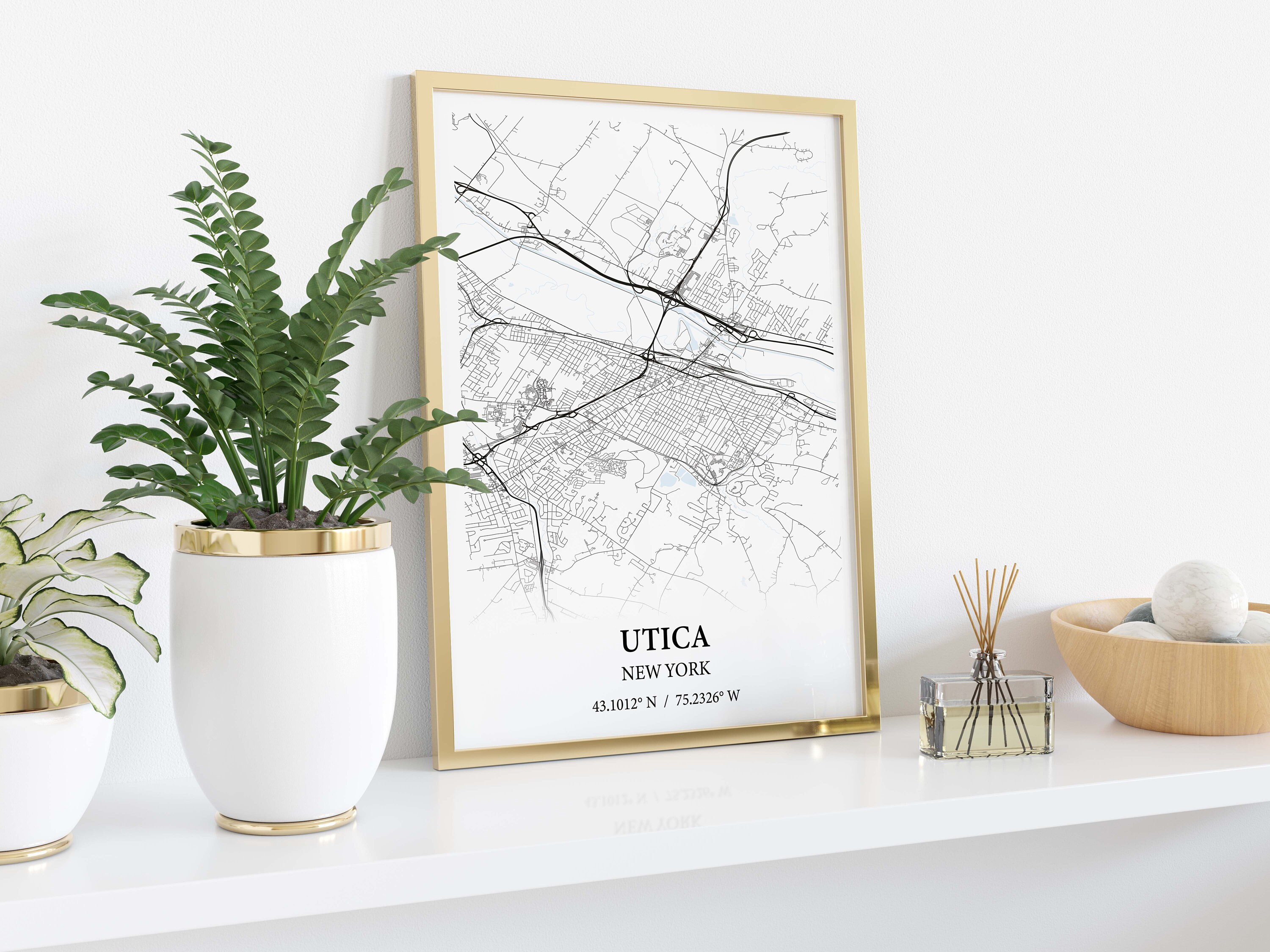 Utica New York City Map Poster Print Canvas Utica City Map - Etsy