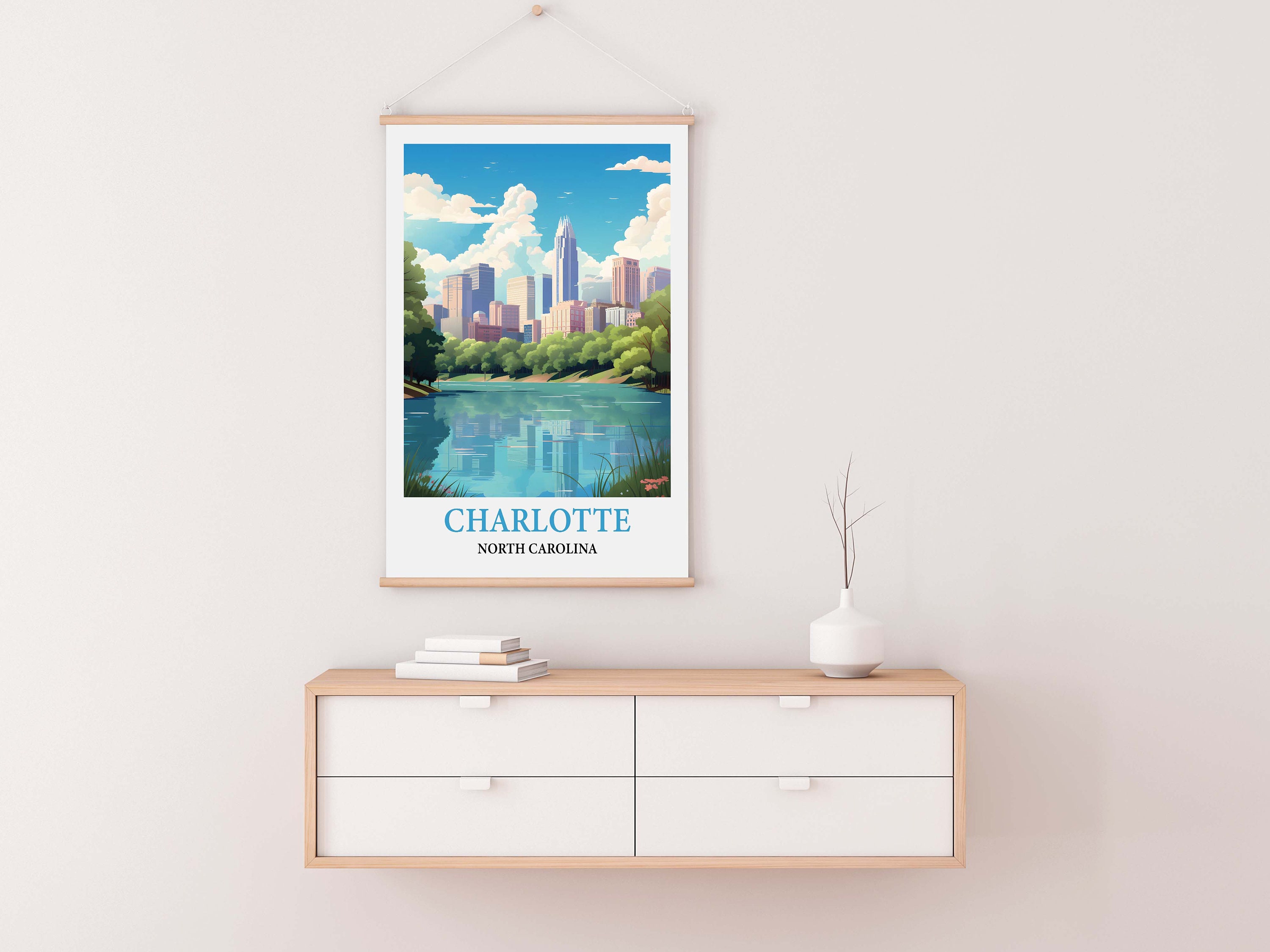 Charlotte North Carolina City Map Poster Charlotte Skyline Art Print ...