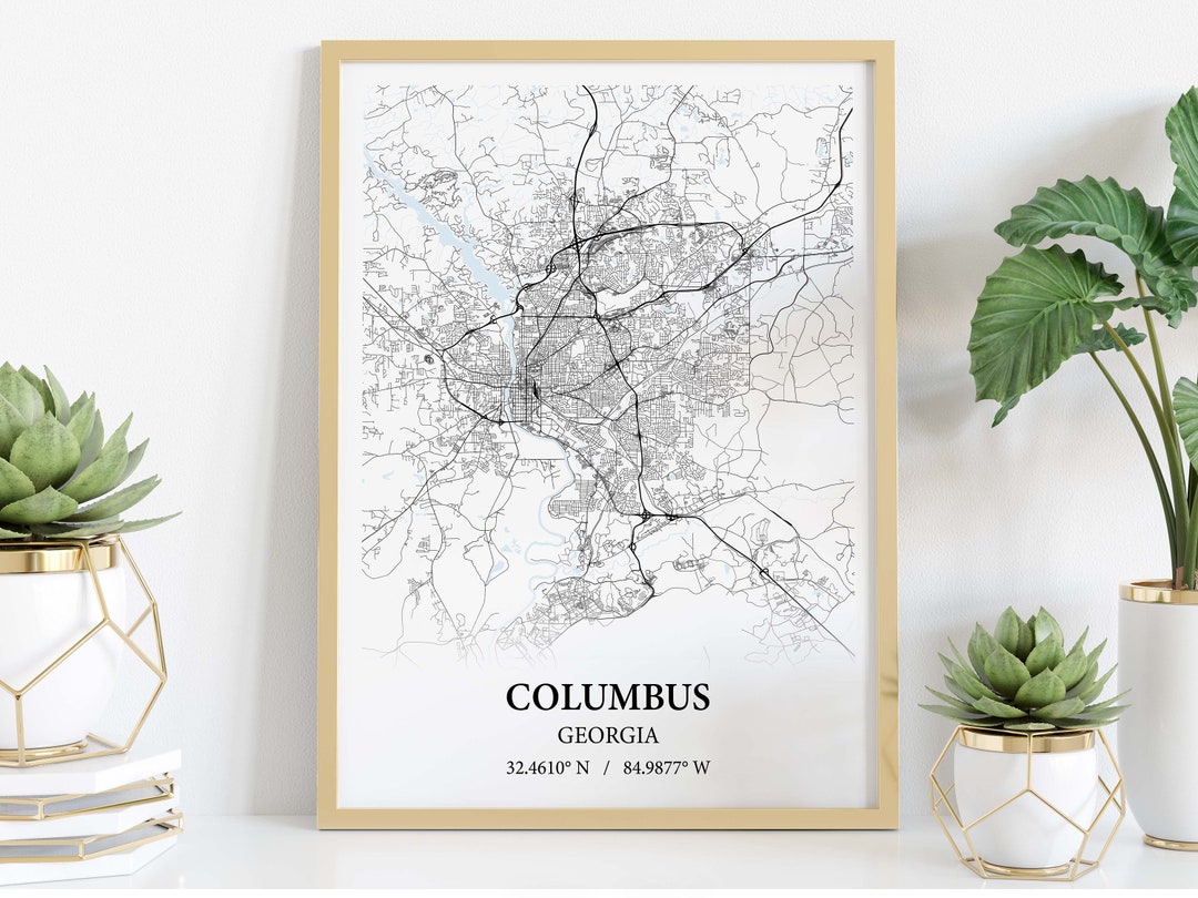 Columbus Georgia City Map Poster Print Canvas , Columbus City Road Map ...
