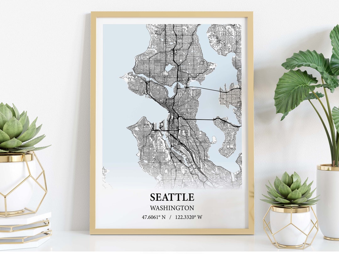 Seattle Washington City Map Poster Print Canvas , Seattle City Road Map ...
