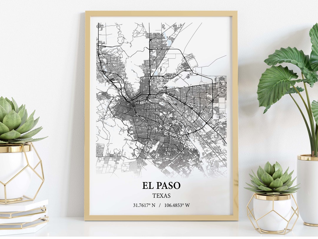 El Paso Texas City Map Poster Print Canvas , El Paso City Map Poster ...