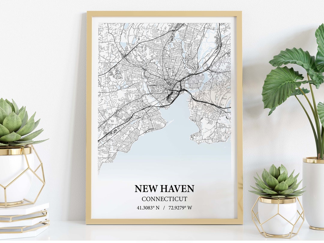 New Haven Connecticut City Map Poster Print Canvas , New Haven City ...