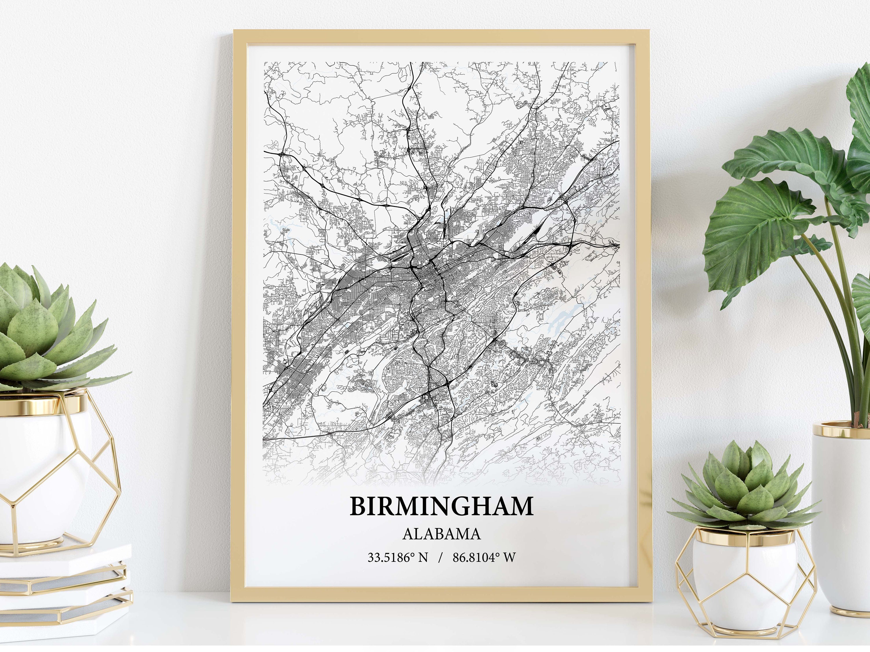 Birmingham Alabama City Map Poster Print Canvas Birmingham - Etsy