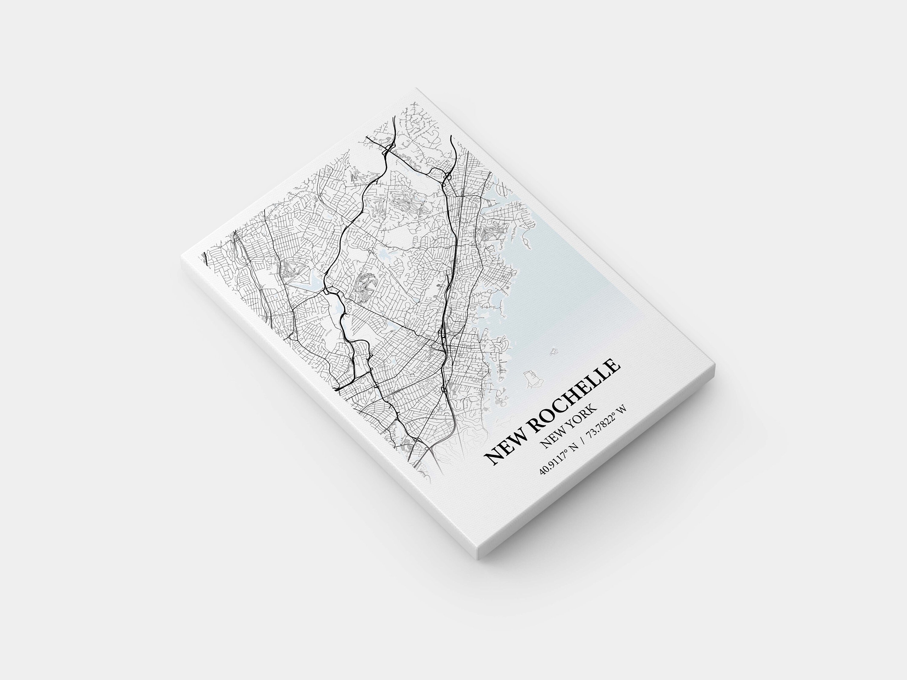 New Rochelle New York City Map Poster Print Canvas , New Rochelle City ...
