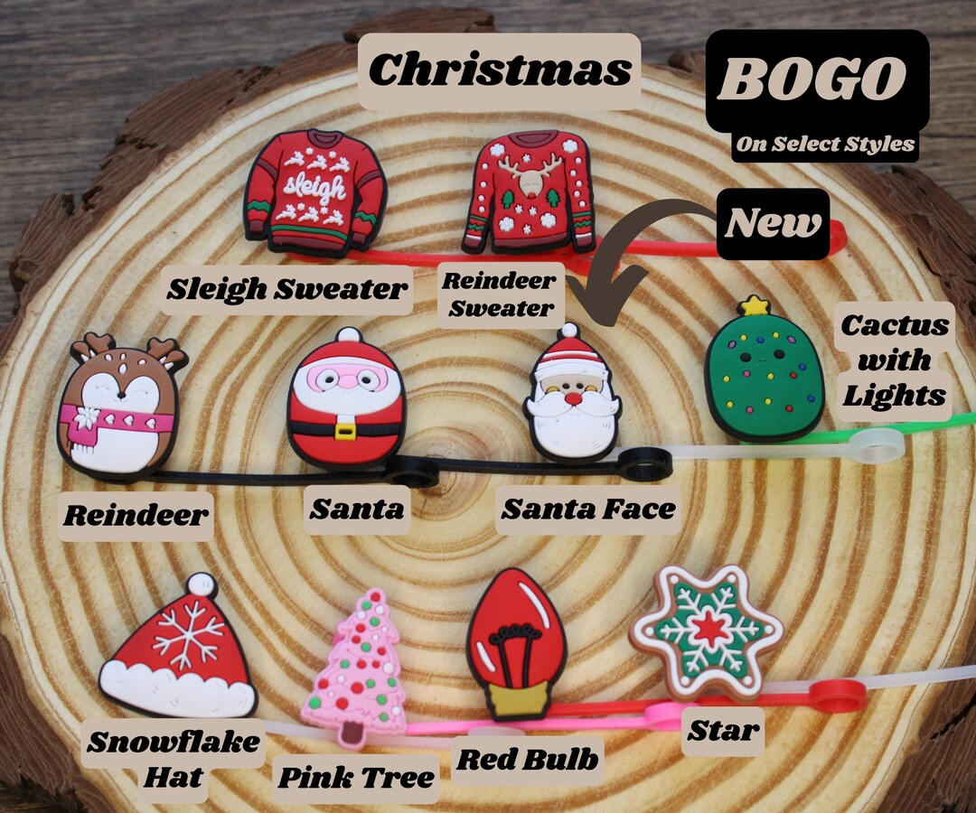 Christmas Straw Topper Simple Modern Cute Straw Cover Sweater Reusable ...