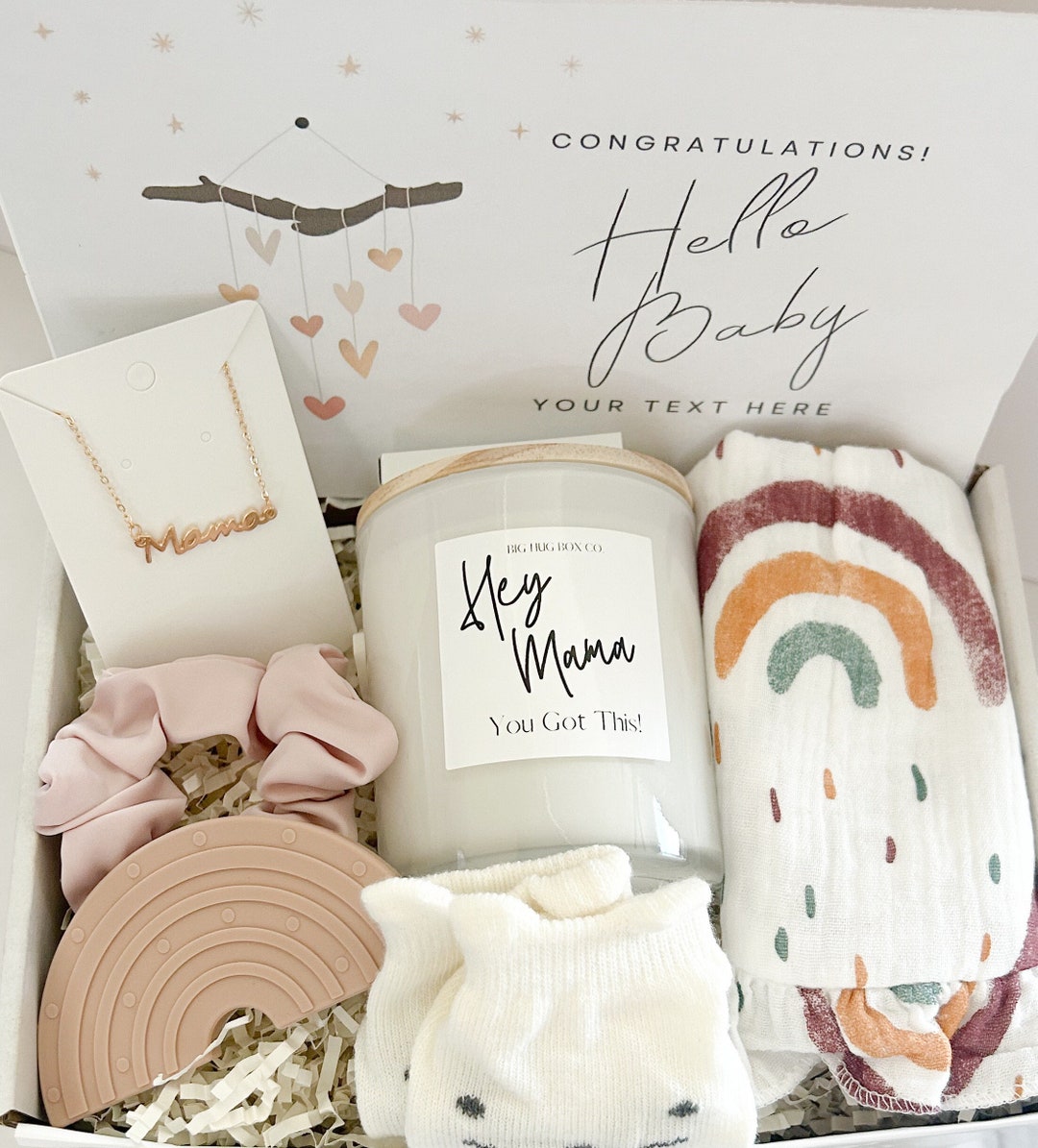 Boho Rainbow Pregnancy Gift Basket, New Baby Care Package, Pregnancy ...