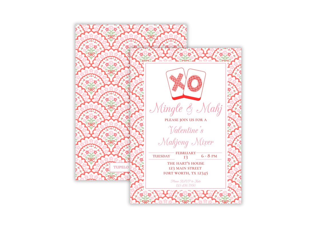 Watercolor Valentines Mahjong Party Invitation | Mingle & Mahj Party ...