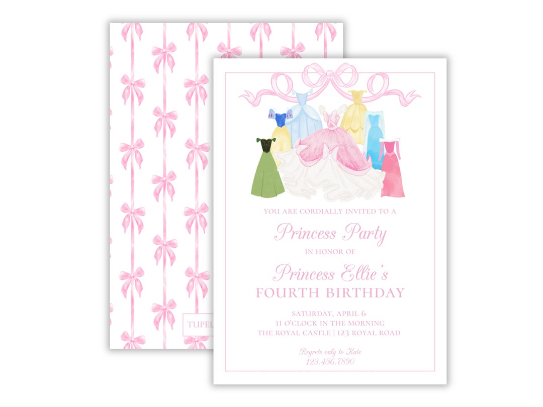 Watercolor Princess Birthday Invitation | Classic Preppy Princess ...