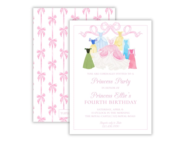 Watercolor Princess Birthday Invitation | Classic Preppy Princess ...