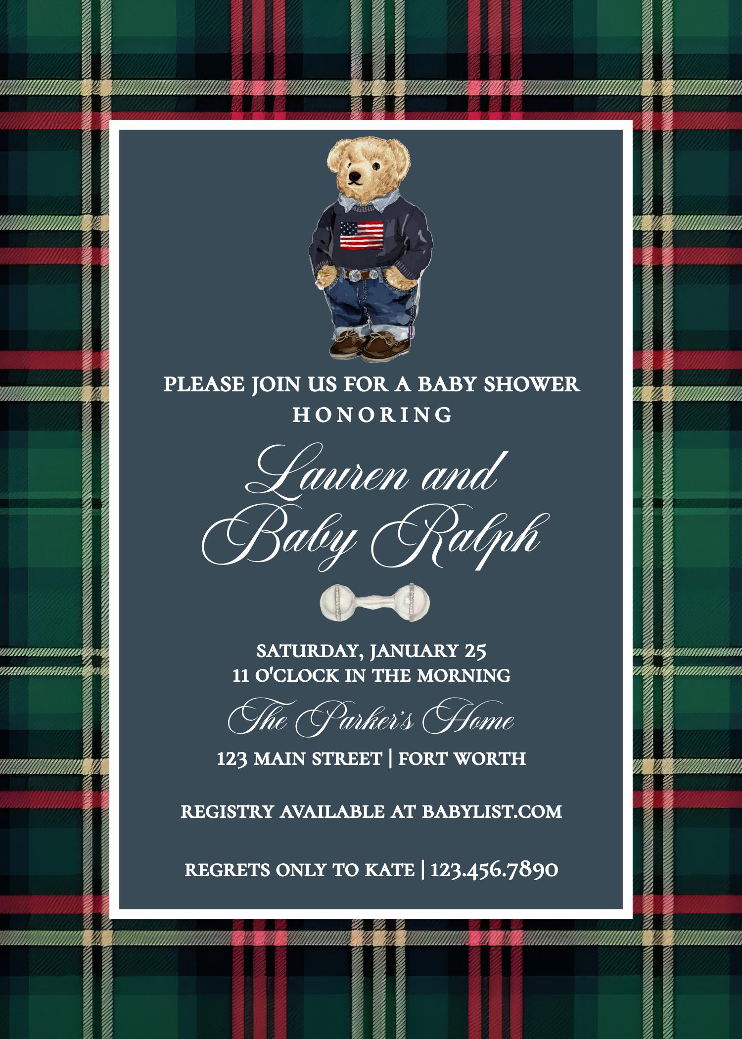 Watercolor Vintage Ralph Lauren Baby Shower | Vintage Polo Baby Shower ...