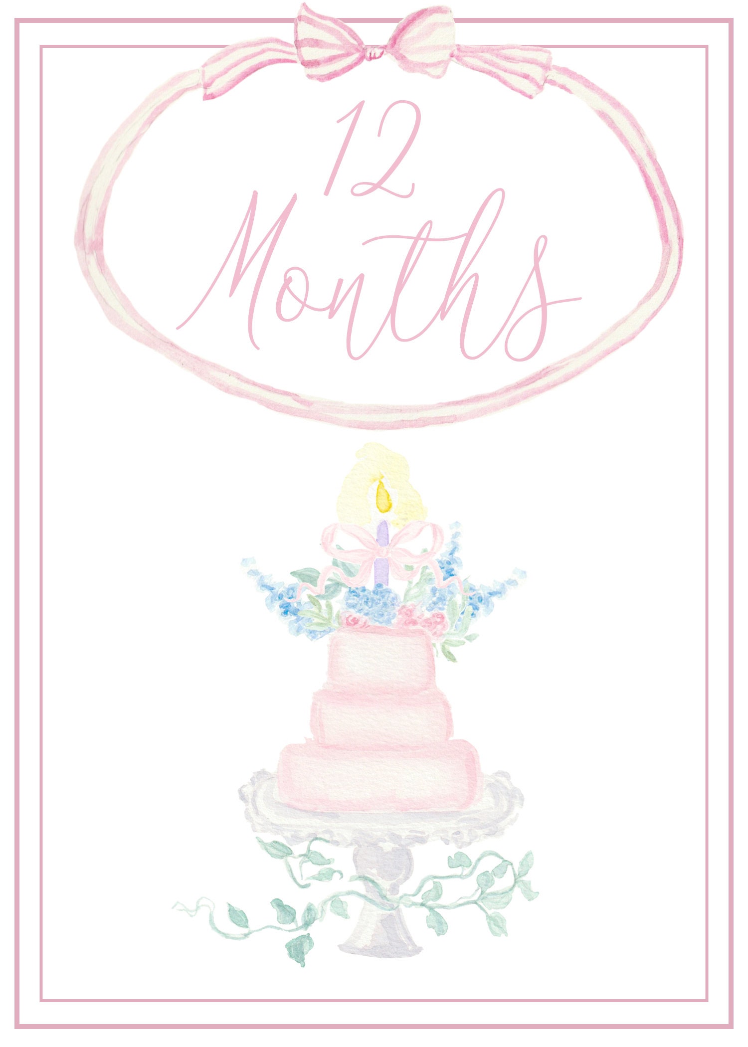 Watercolor Girl's Heirloom Milestone Cards Grandmillennial Milestone ...