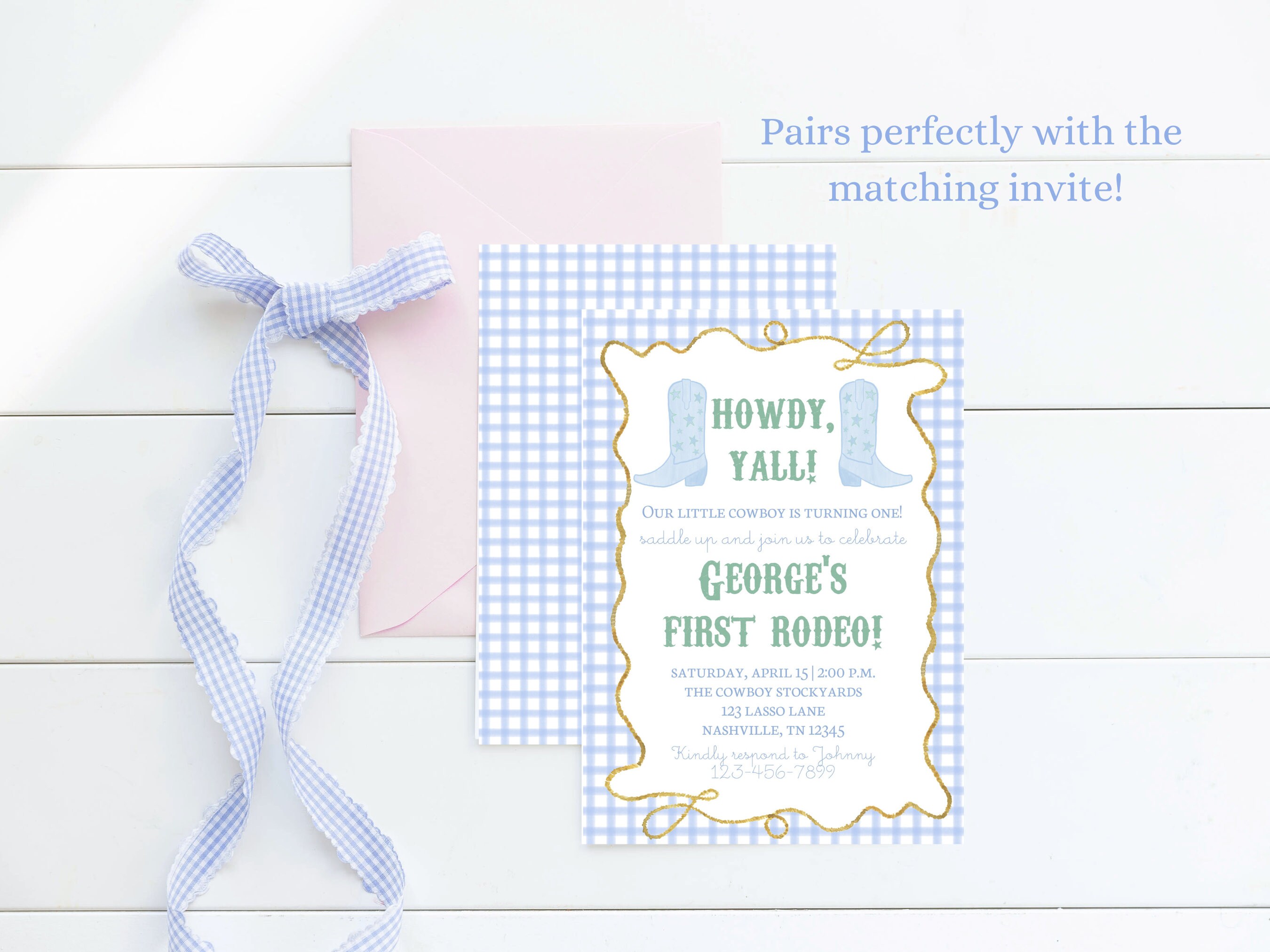 Preppy Boy's First Rodeo Milestone Sign My First Years Sign Watercolor ...