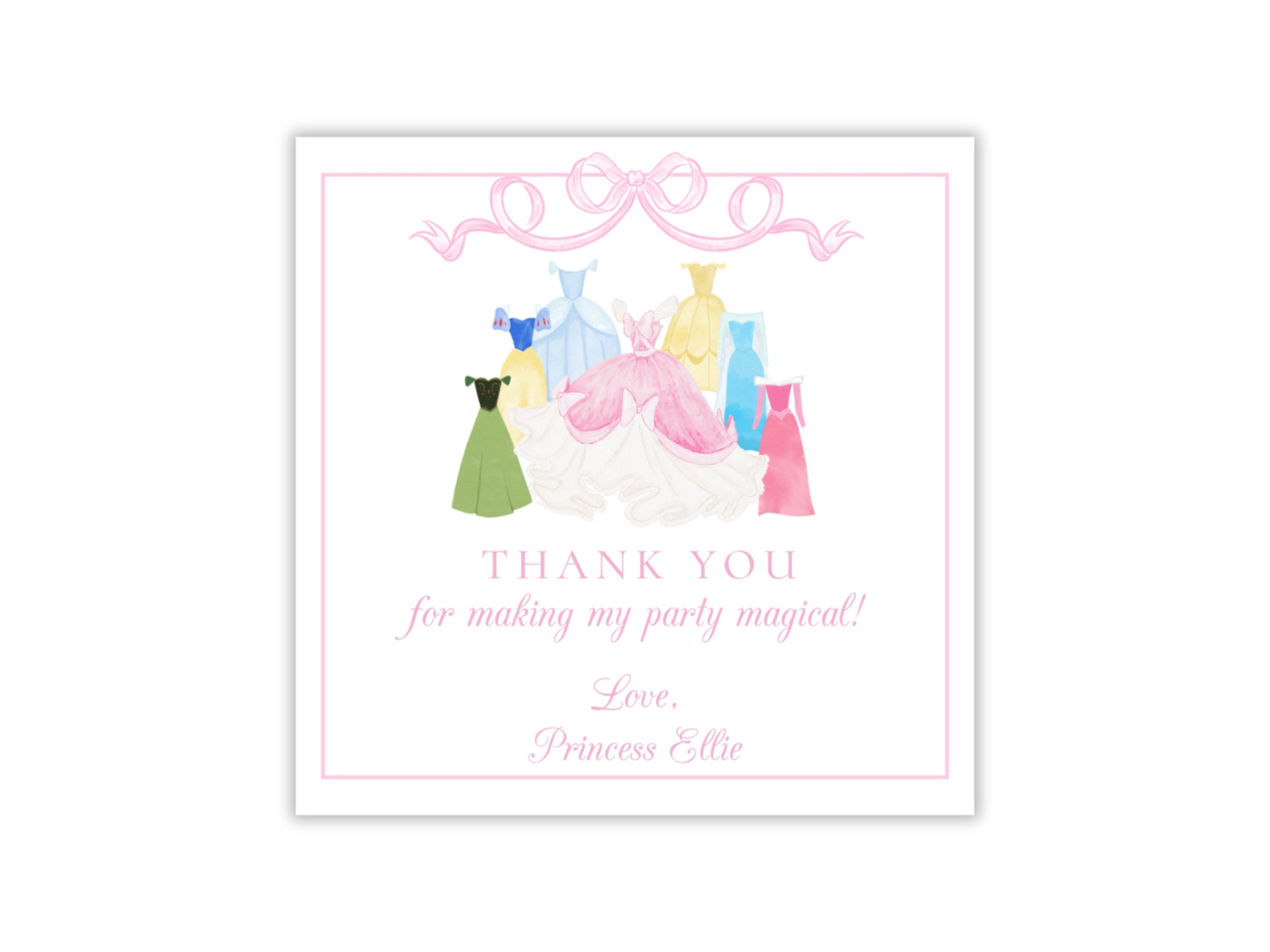 Watercolor Princess Birthday Party Favor Tag | Classic Preppy Princess ...