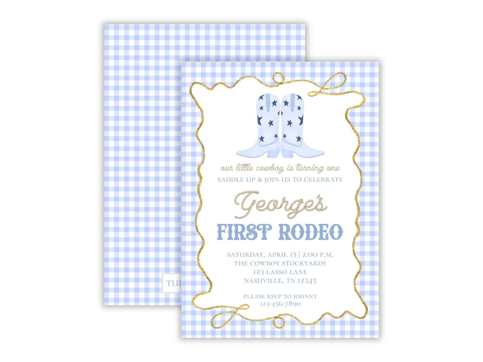 Preppy Boy's First Rodeo Invitation | Watercolor Boy's First Rodeo ...