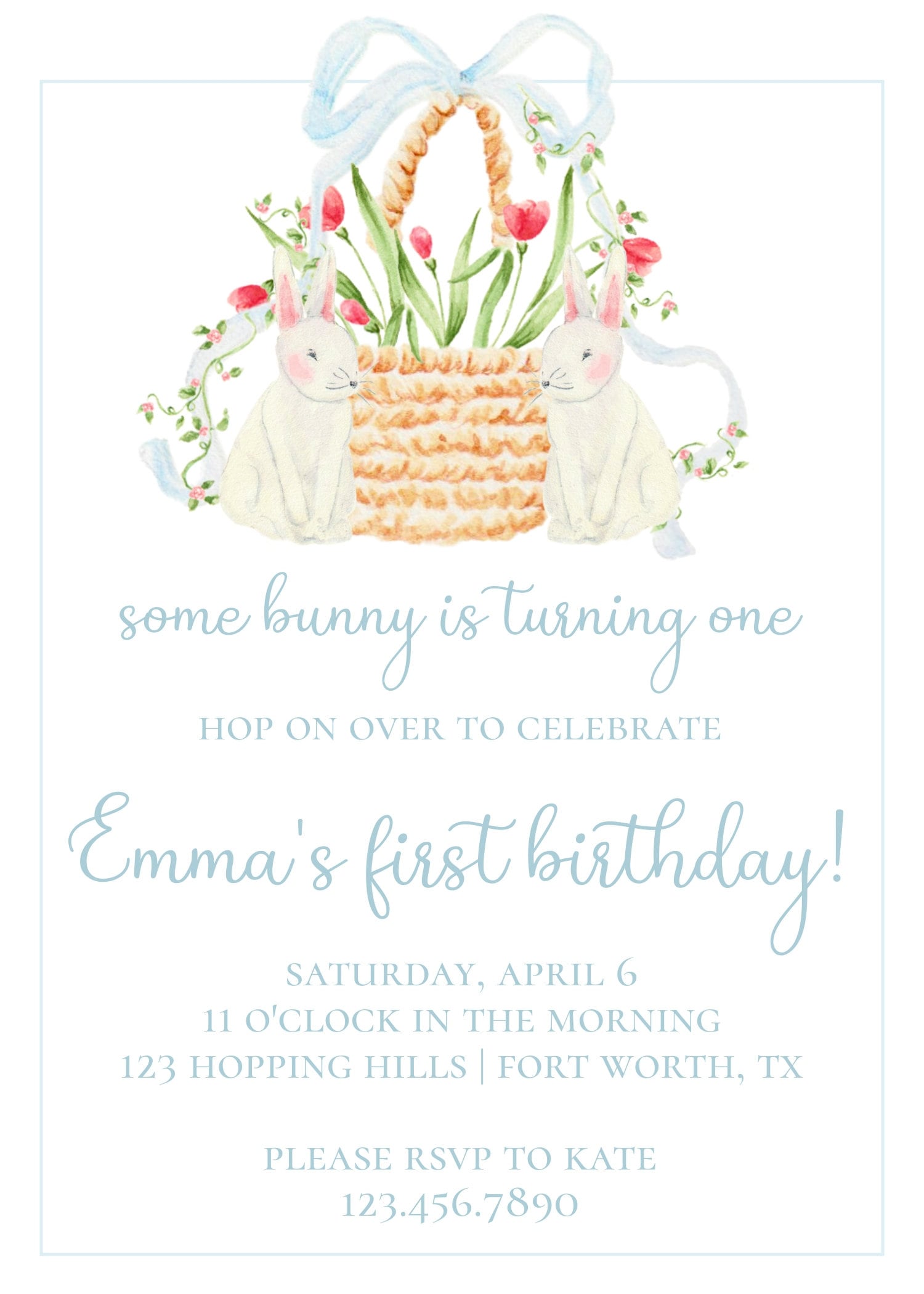 Watercolor Some Bunny Birthday Party Invitation | Some Bunny is One ...