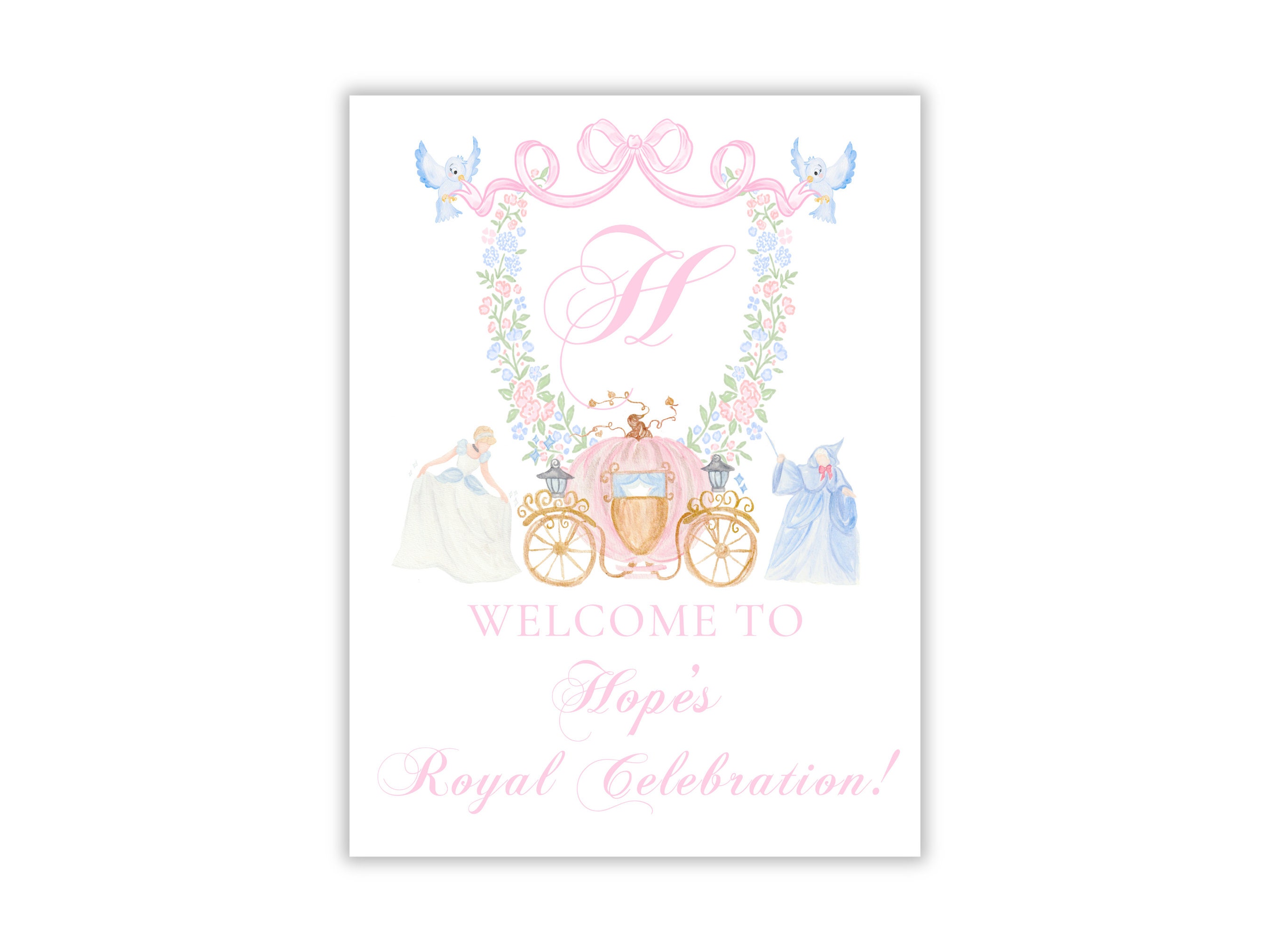Watercolor Cinderella Party Welcome Sign Classic Cinderella Welcome ...
