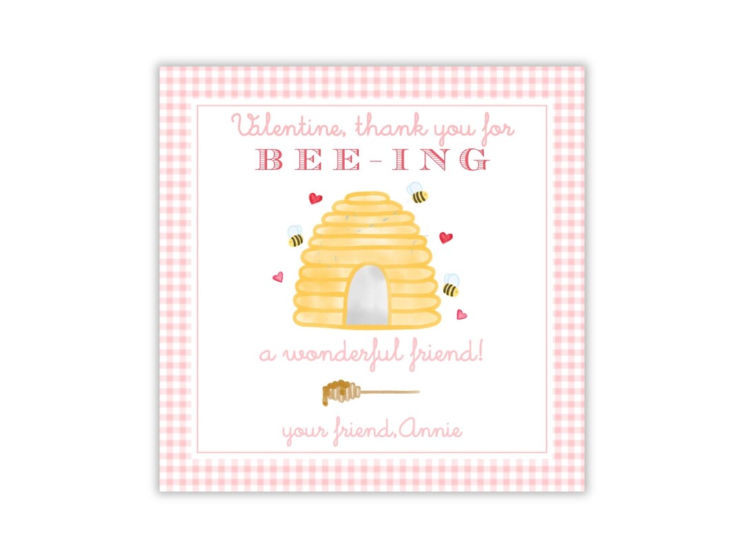 Watercolor Girl's Bumble Bee Valentine Tagn| Thank You for Bee-ing ...