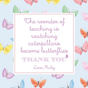 Watercolor Teacher Appreciation Tag | Teacher Butterfly Quote ...