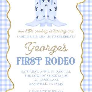 Preppy Boy's First Rodeo Invitation | Watercolor Boy's First Rodeo ...