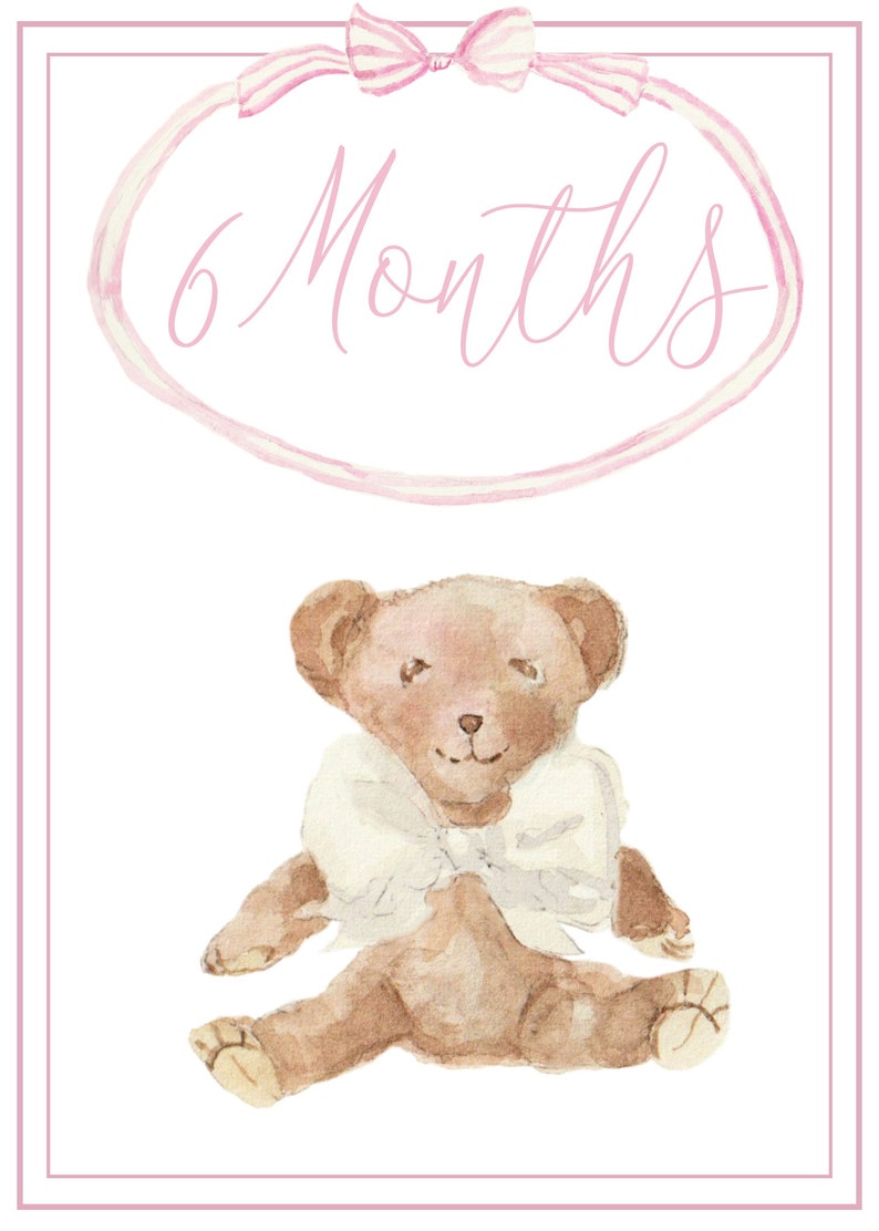 Watercolor Girl's Heirloom Milestone Cards Grandmillennial Milestone ...