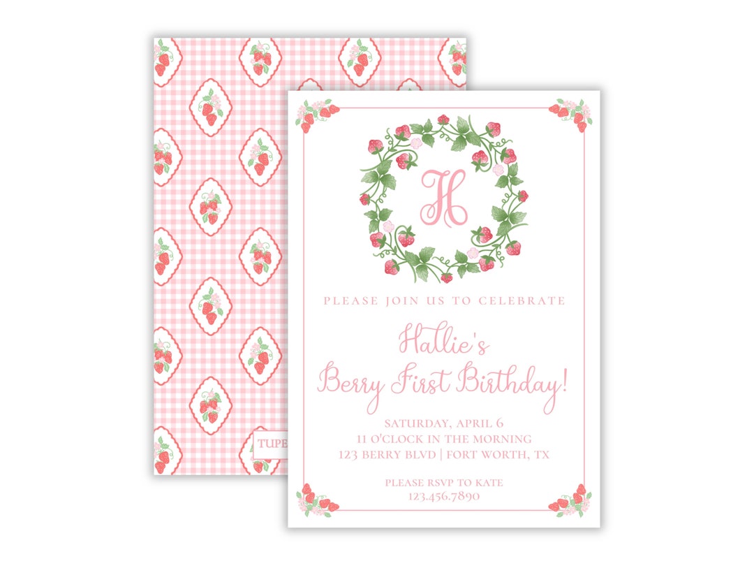 Watercolor Berry First Birthday Party Invitation | Preppy Berry ...