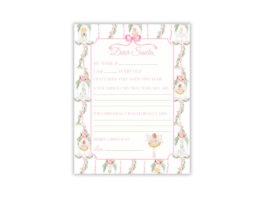 Watercolor Santa Letter | Preppy Santa Letter Template | Digital Santa ...