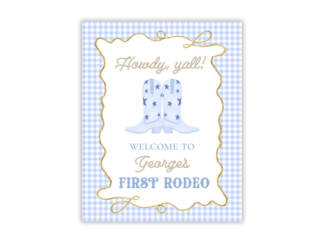 Preppy Boy's First Rodeo Welcome Sign | Watercolor Boy's First Rodeo ...