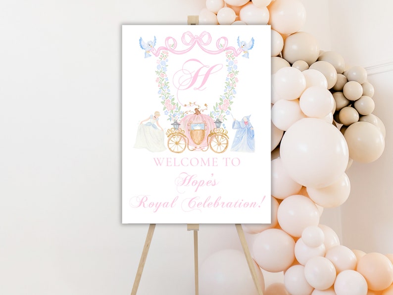Watercolor Cinderella Party Welcome Sign Classic Cinderella Welcome ...