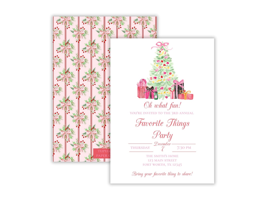 Watercolor Favorite Things Party Invitation | Preppy Favorite Things ...