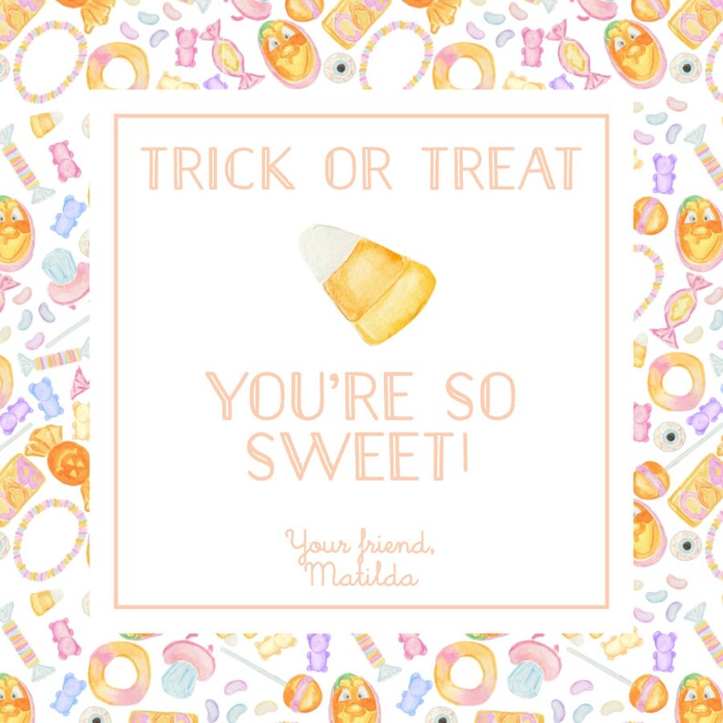 Watercolor Halloween Tag | Printable Halloween Gift Tag | Preppy ...