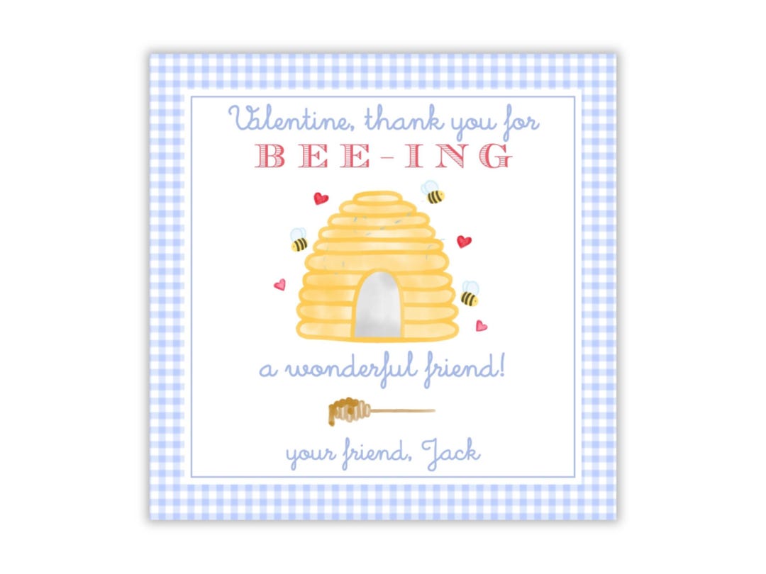 Watercolor Boy's Bumble Bee Valentine Tag | Thank You for Bee-ing ...