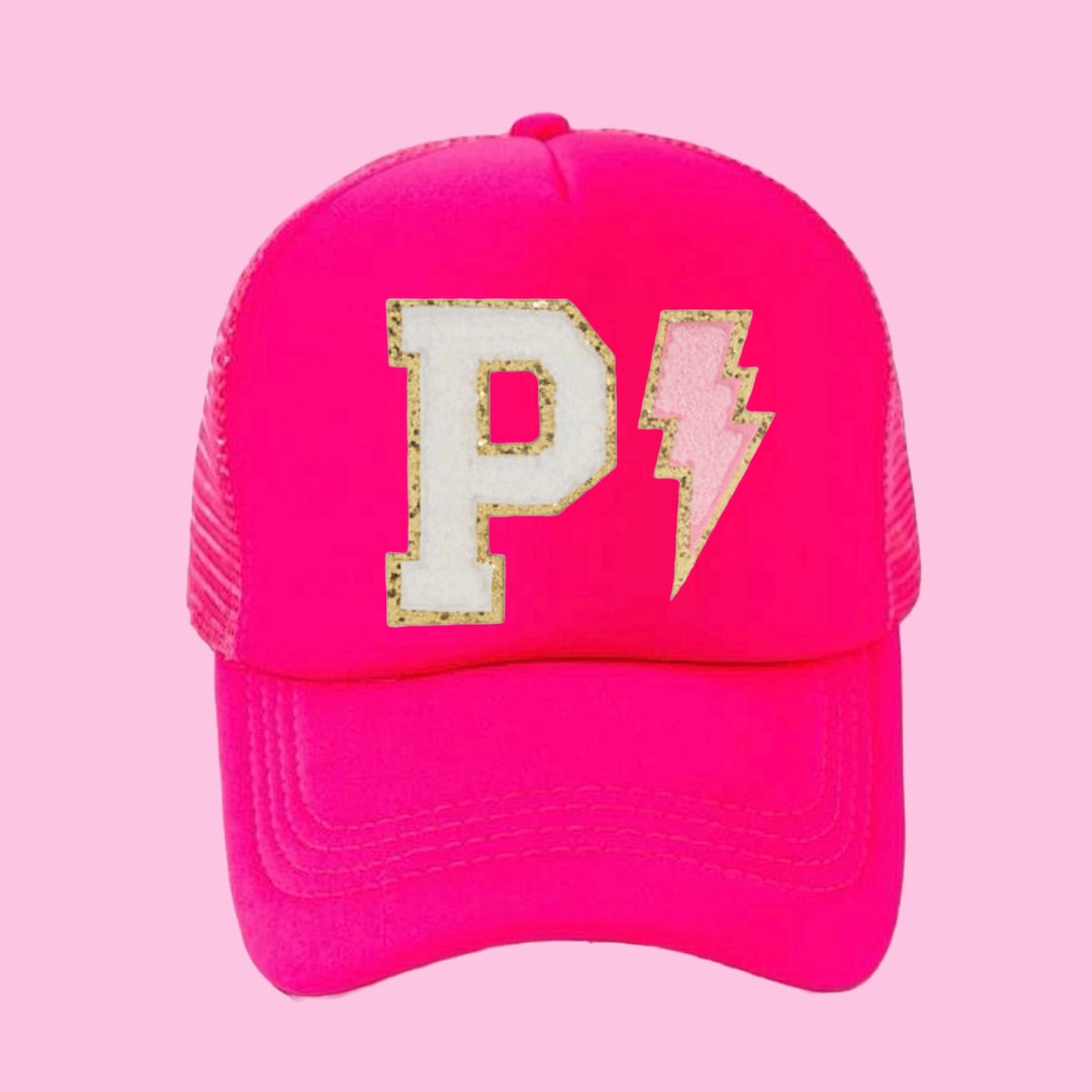 Preppy Varsity Letter Sparkly Sherpa Lettering Patch Trucker Hats ...