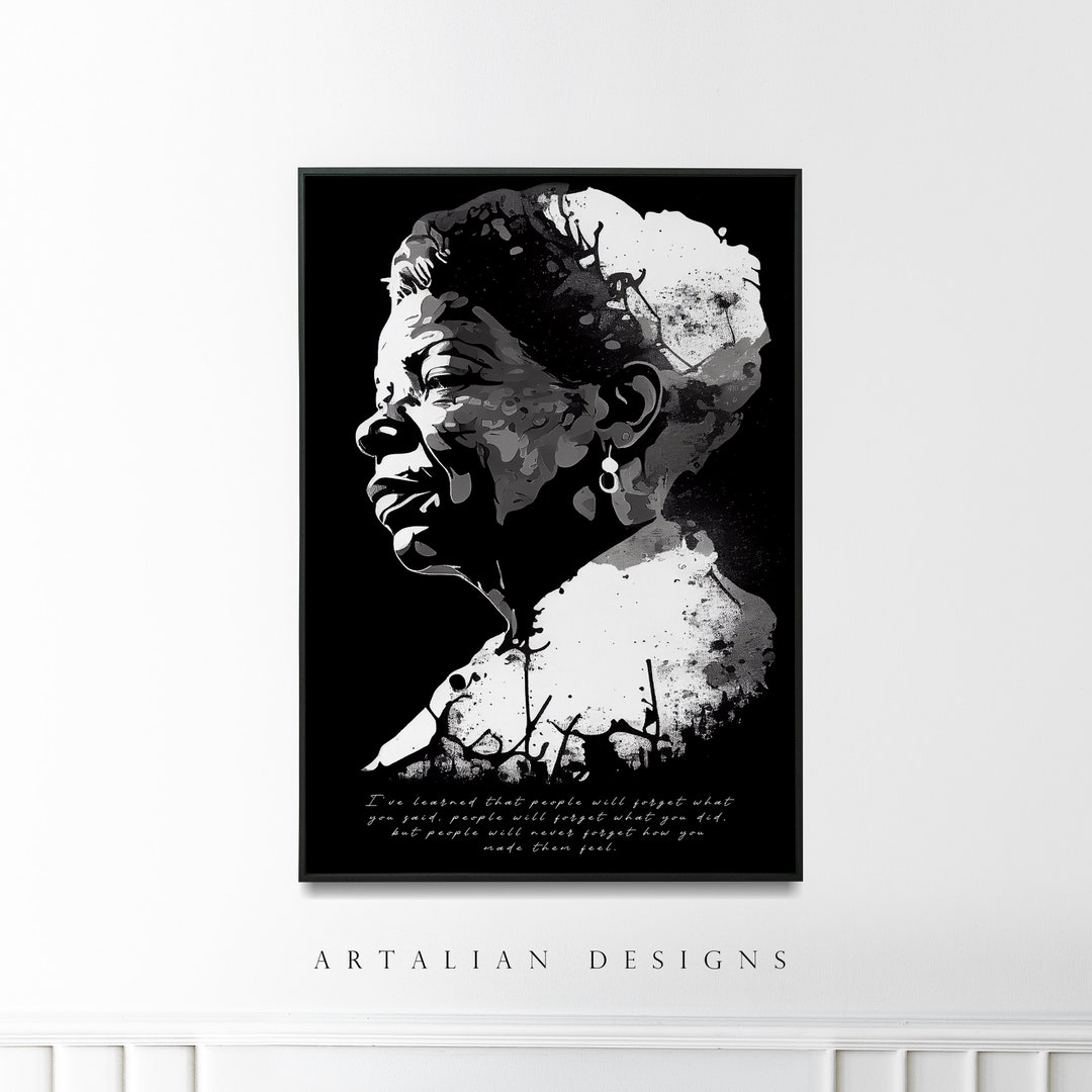 PRINTABLE ART Maya Angelou Ink, Inspirational Art, Decor Art, Digital ...