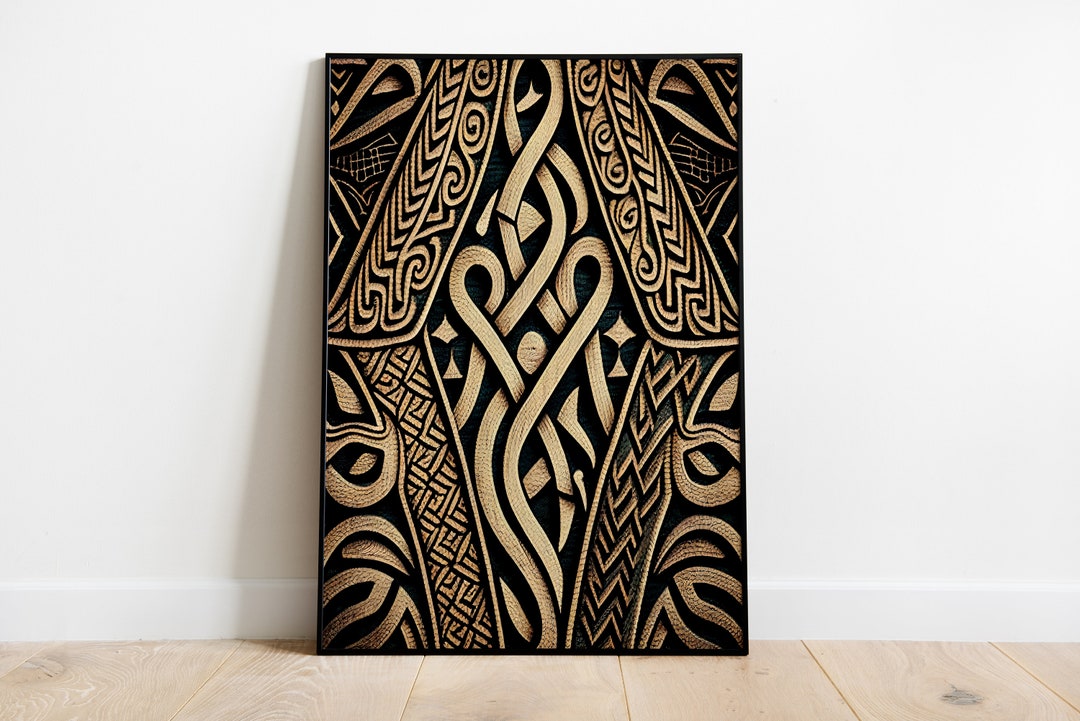 DELIVERED PAPER PRINT Carved Pattern, Home Decor, Norse Wall Deco ...