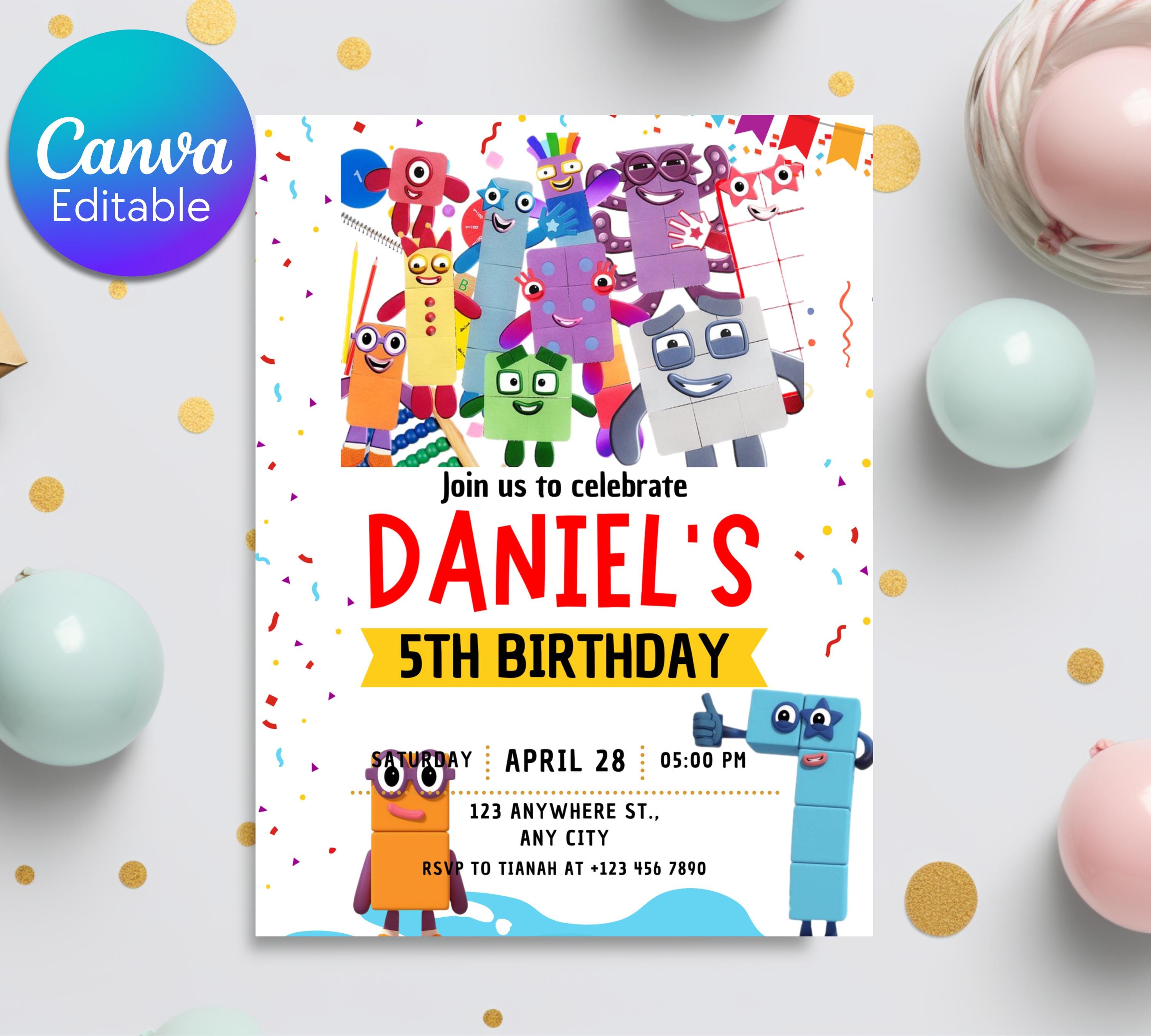 Numberblocks Birthday Invitation, Editable Birthday Invitation ...