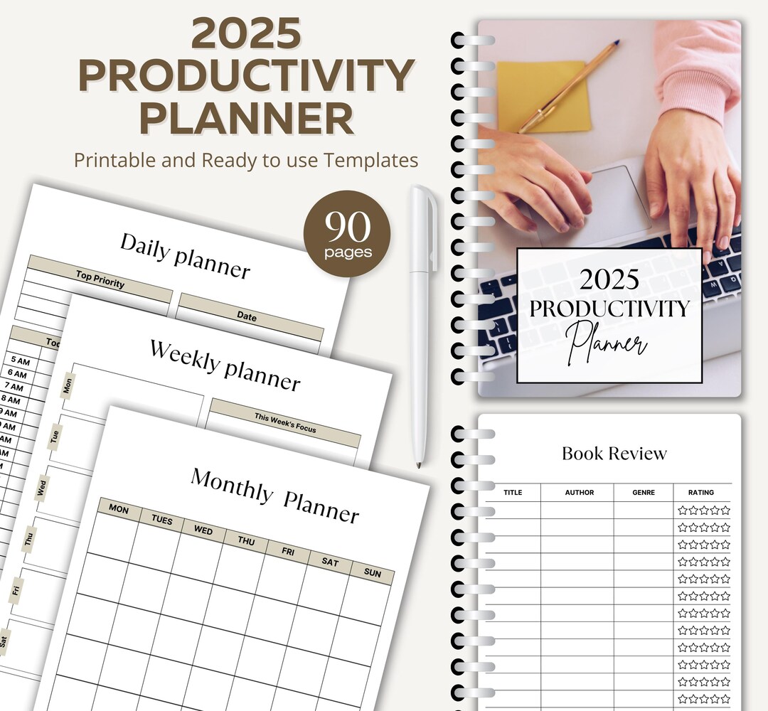 Productivity Planner Bundle, Printable Templates, Monthly Habits ...