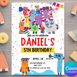 Numberblocks Birthday Invitation, Editable Birthday Invitation ...