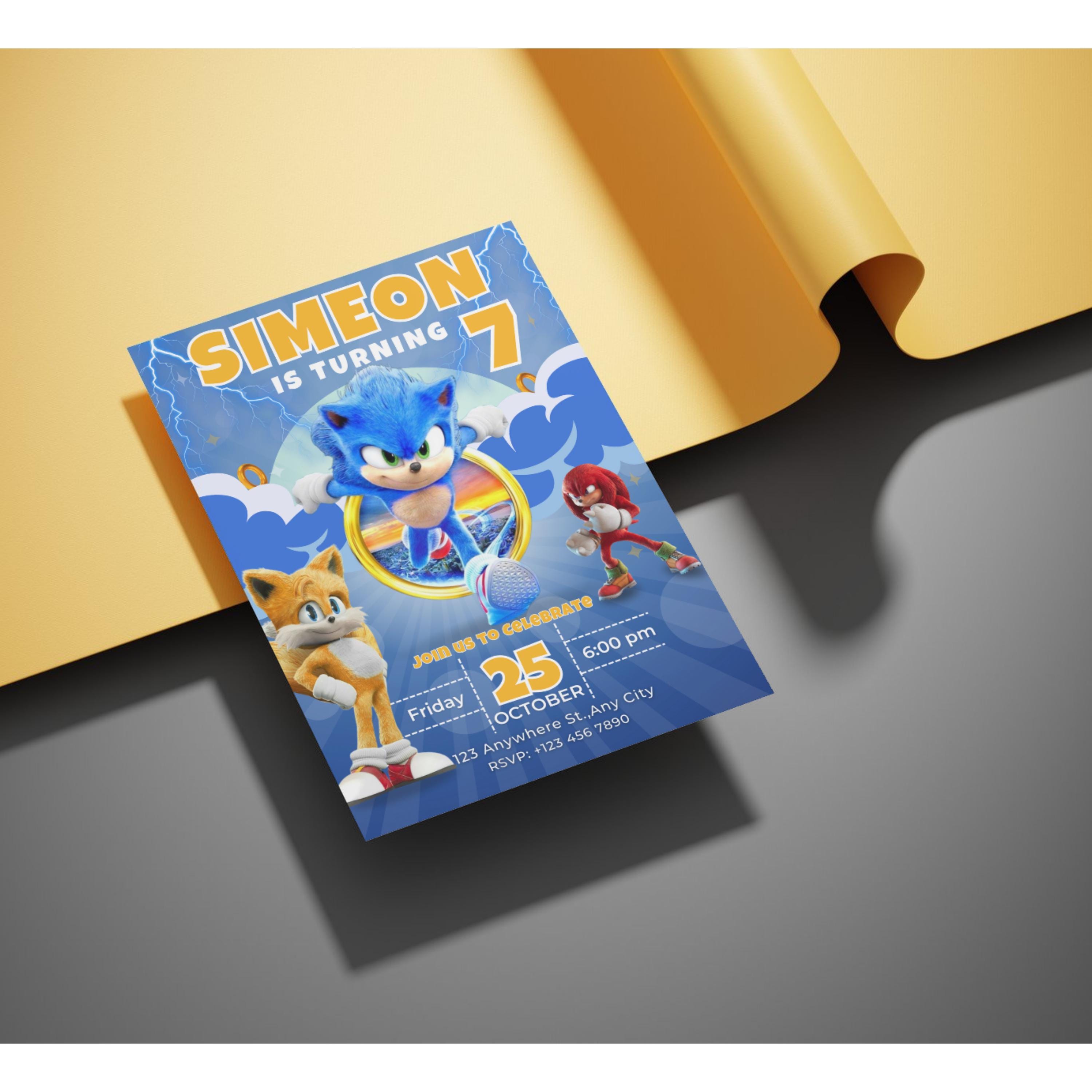 Sonic Birthday Invitation, Super Sonic Party Invitation, Super Hedgehog ...