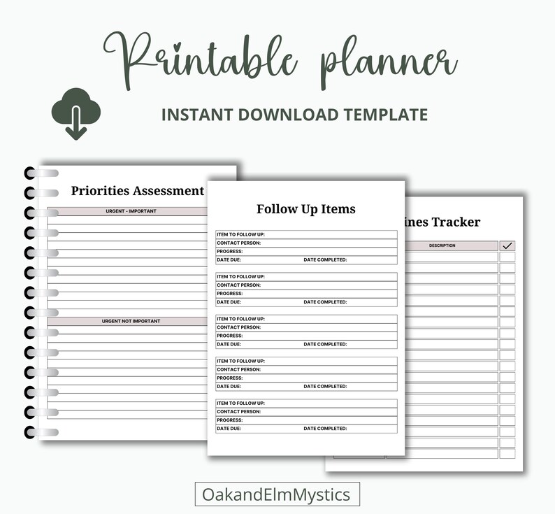 Printable Office Tasks Planner, Work Planner, Office Organizer, Work to ...