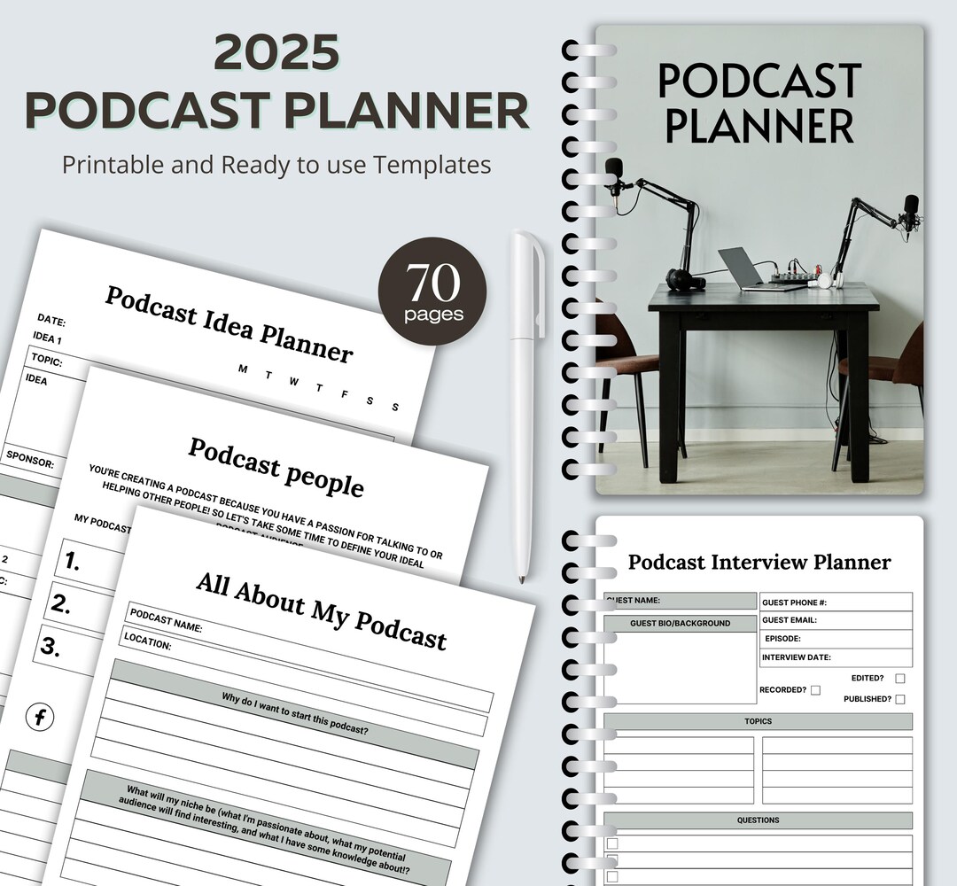Printable Podcast Planner, Podcast Planner Template, Podcast Checklist ...