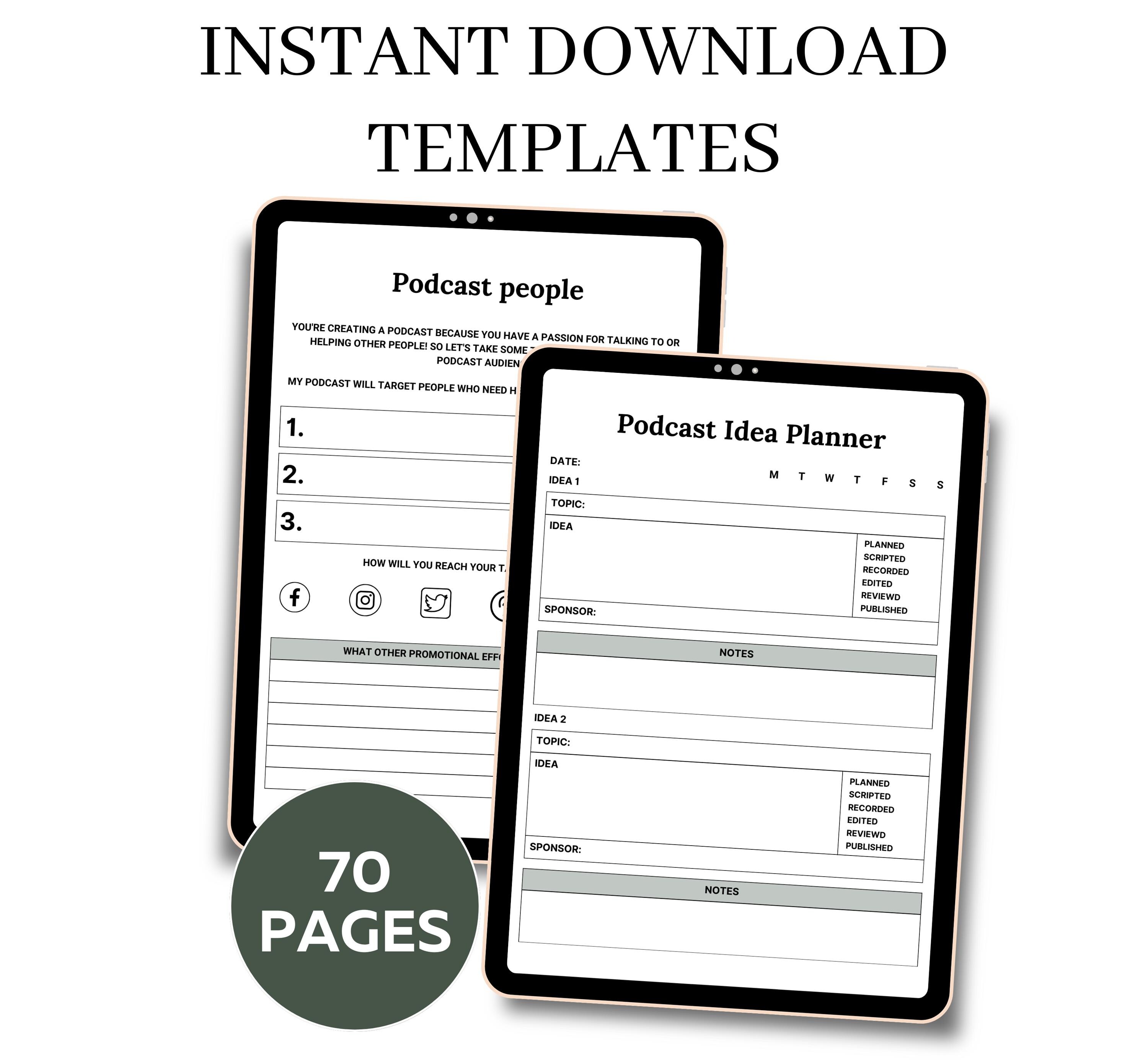 Printable Podcast Planner, Podcast Planner Template, Podcast Checklist ...
