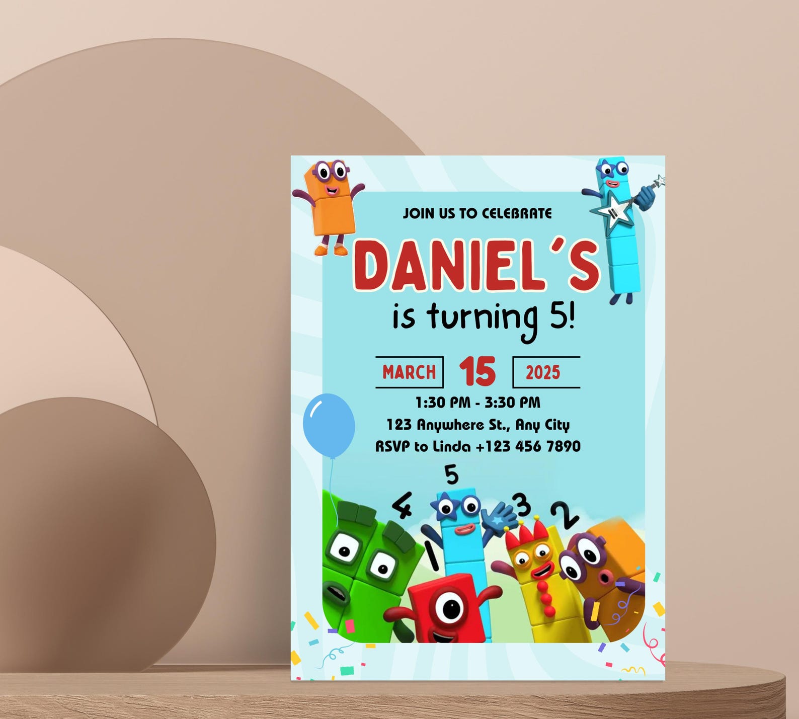 Editable Numberblocks Birthday Invitation, Numberblocks Kids Birthday ...