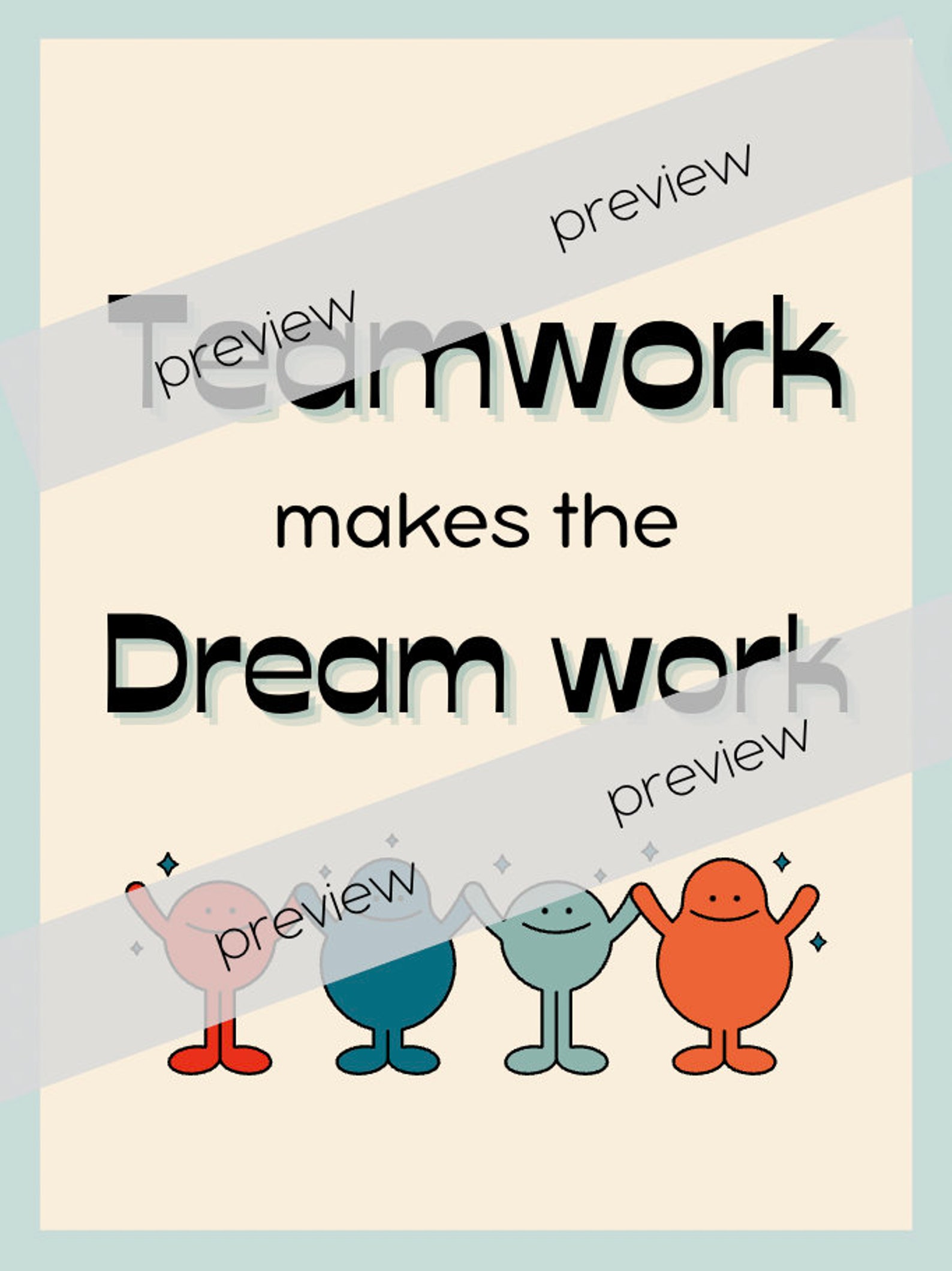 Teamwork Makes the Dream Work Poster - Etsy