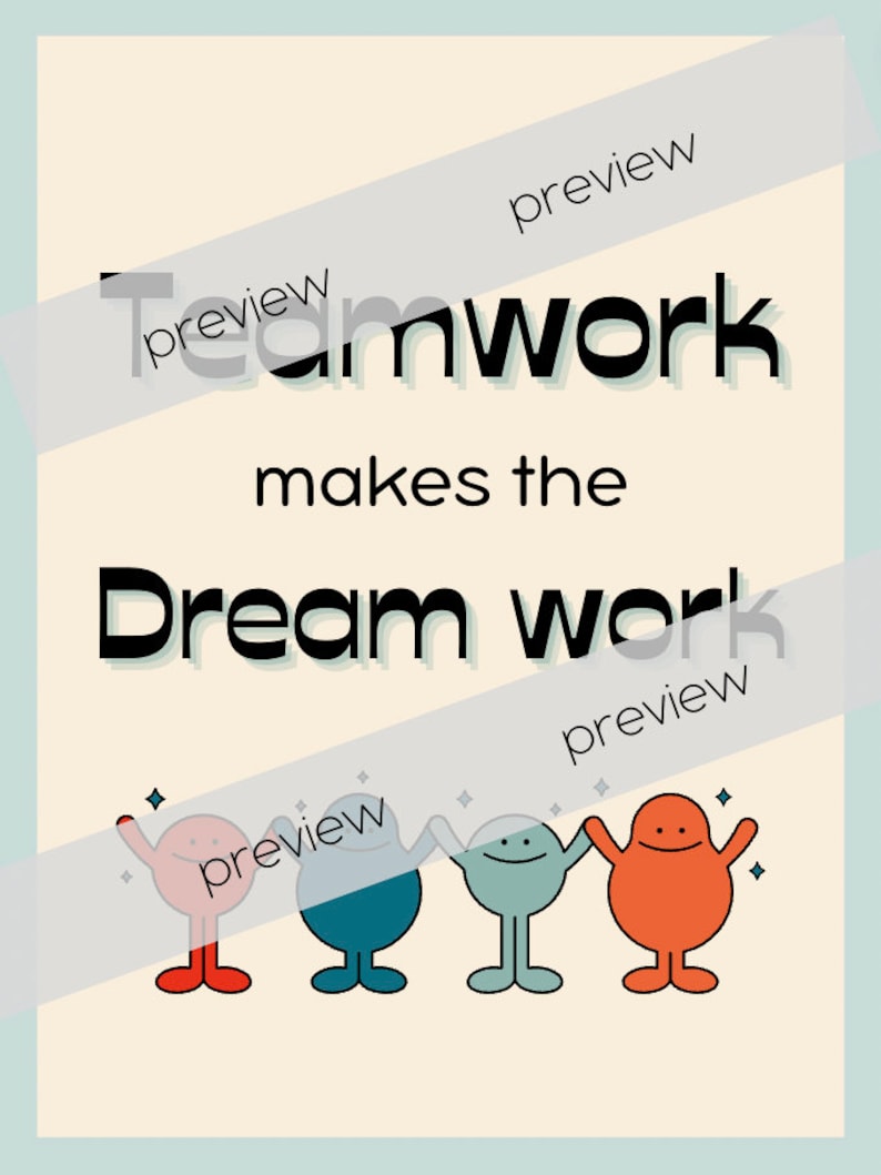 Teamwork Makes the Dream Work Poster - Etsy