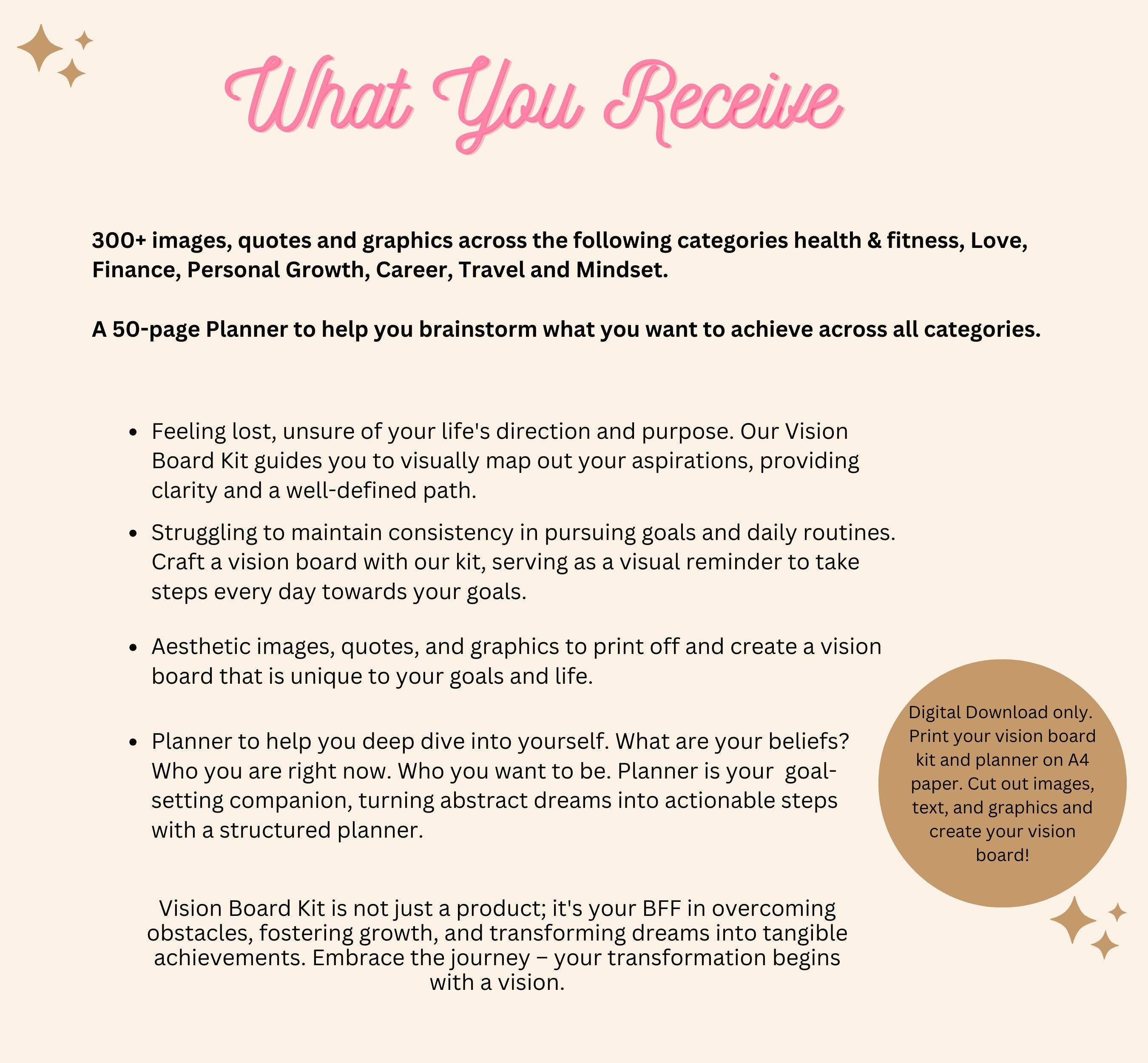 Vision Board Planner Vision Board Bundle Planner & Images Printable ...